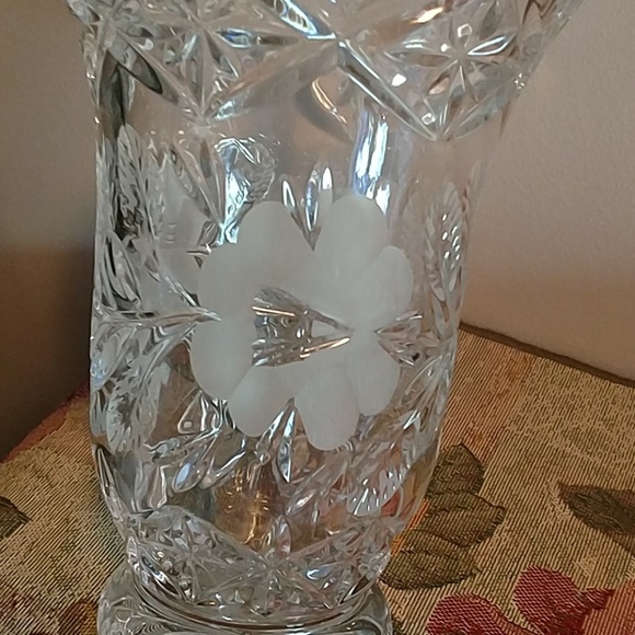 Accents | Vintage Cut Etched Crystal Vase 9 X 6 | Poshmark